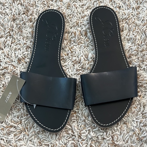 J. Crew | Shoes | Jcrew Capri Slide Sandals In Vachetta Leather Black ...